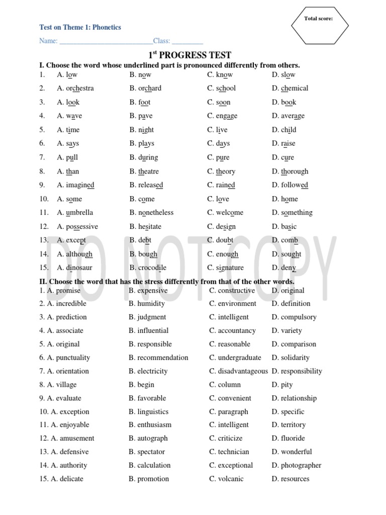 Phonetics Progress Test for Students | PDF | Language Arts & Discipline