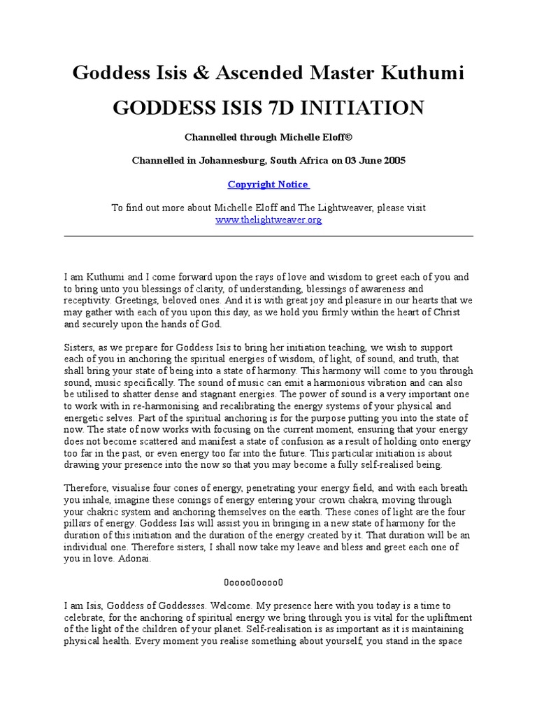 Goddess Isis - 7D Initiation | PDF | Goddess | Mother Goddess