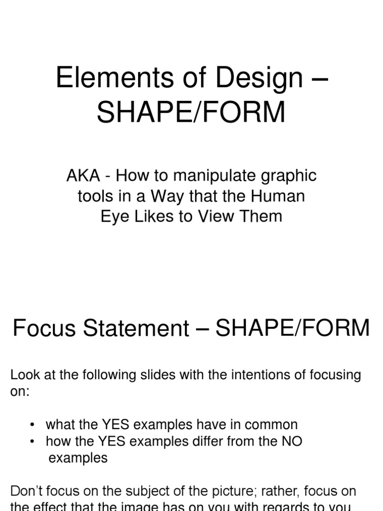 Elements of Design Shape and Form | PDF | Shape | Composition (Visual Arts)