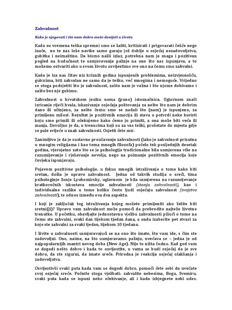 Zahvalnost | PDF