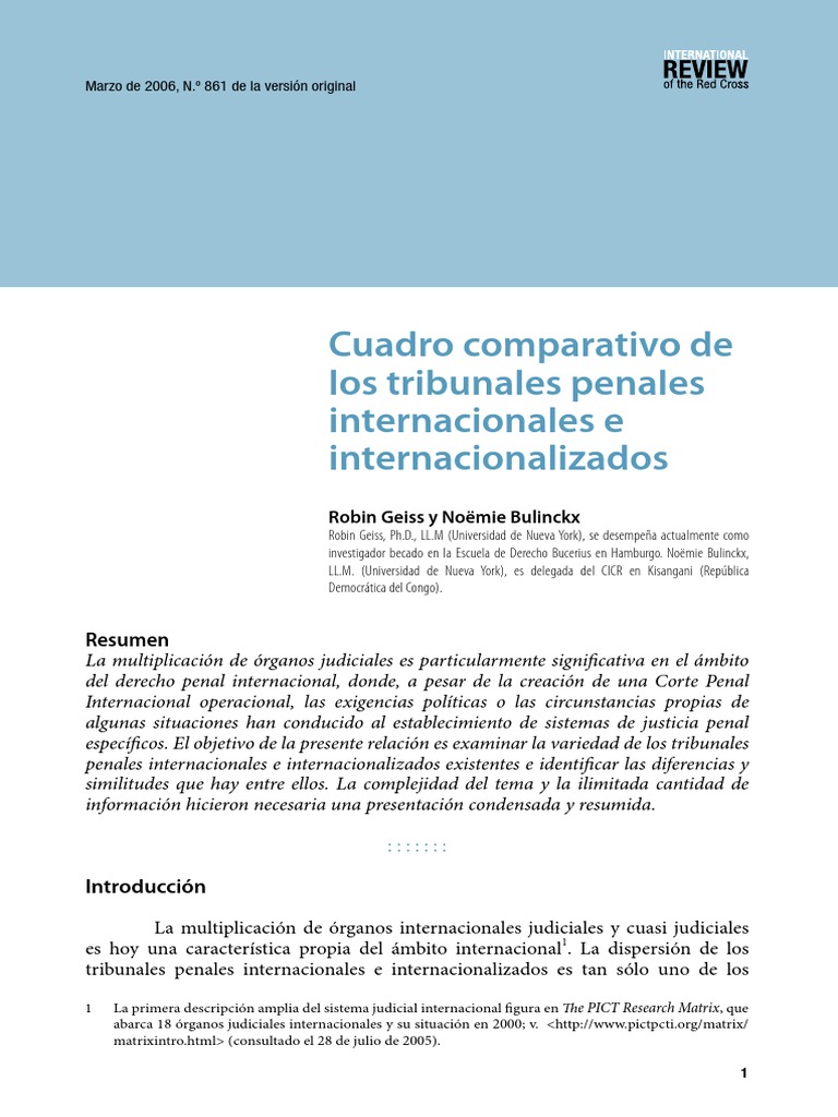 Cuadro Comparativo de Los Tribunales Internacionales e ...