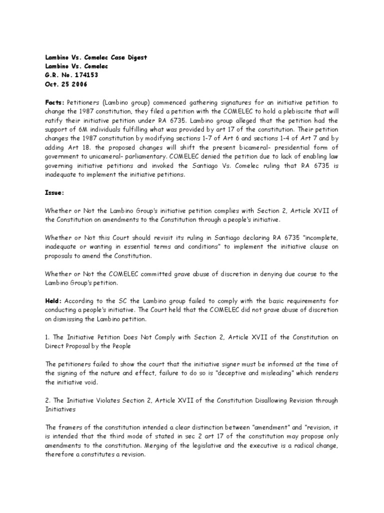 Consti Case | PDF | Constitutional Amendment | Initiative