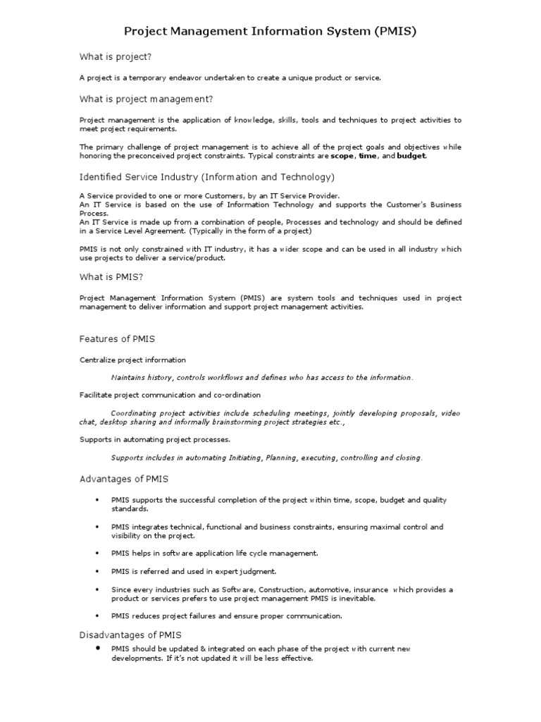 Project Management Information System | PDF | Project Management ...