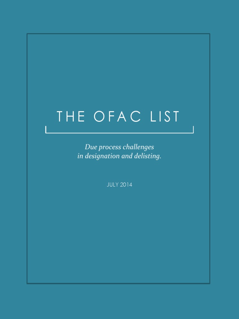 The OFAC List Due Process Challenges | PDF | Office Of Foreign Assets ...