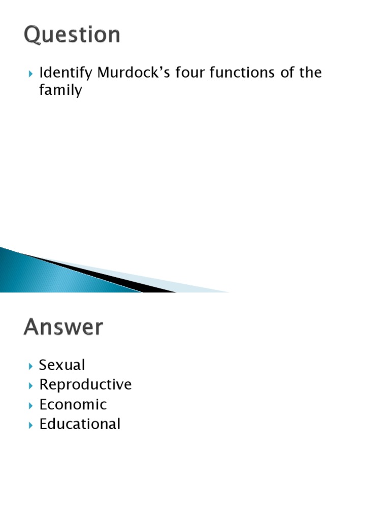 Identify Murdock's Four Functions of The Family | PDF