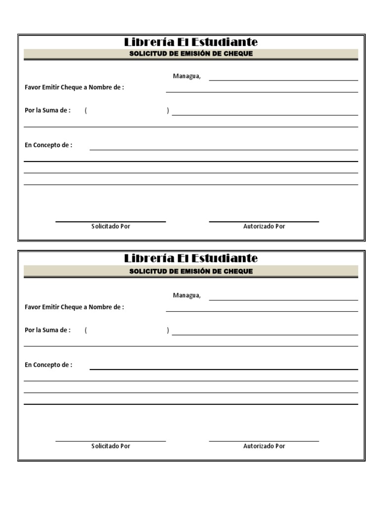 Formato de Solicitud de Cheque Lib | PDF