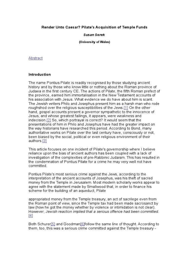 Render Unto Caesar | PDF | Pontius Pilate | Torah