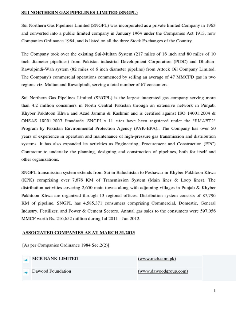 SNGPL | PDF | Natural Gas | Pipeline Transport