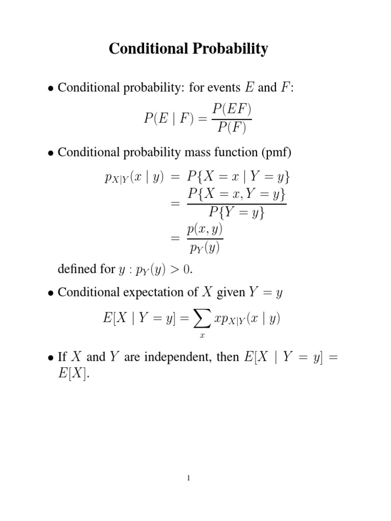 An Overview of Key Concepts in Conditional Probability and Expectation | PDF | Expected Value ...