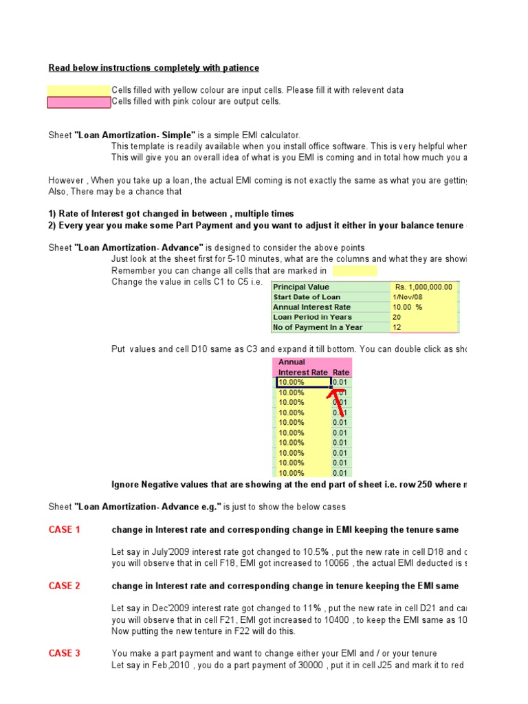 Advance Loan Amortization EMI Calc | PDF | Loans | Liability (Financial Accounting)