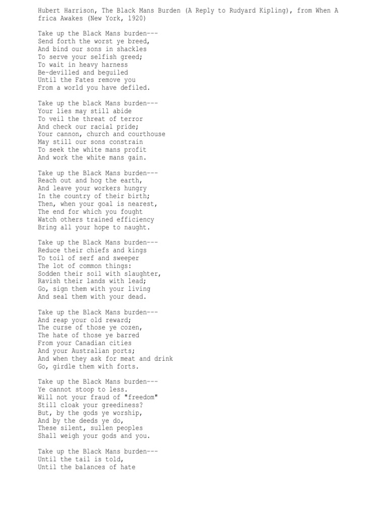 Harrison, Black Man's Burden | PDF