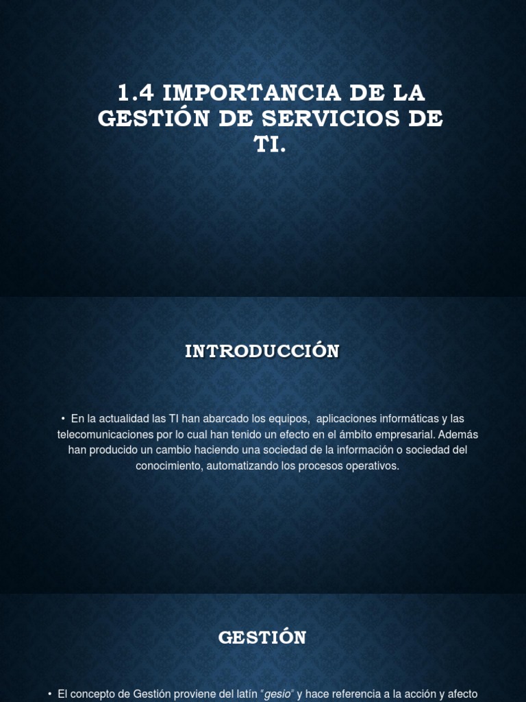 Importancia de La Gestión de Servicios de TI y Ciclo de Vida de Los ...