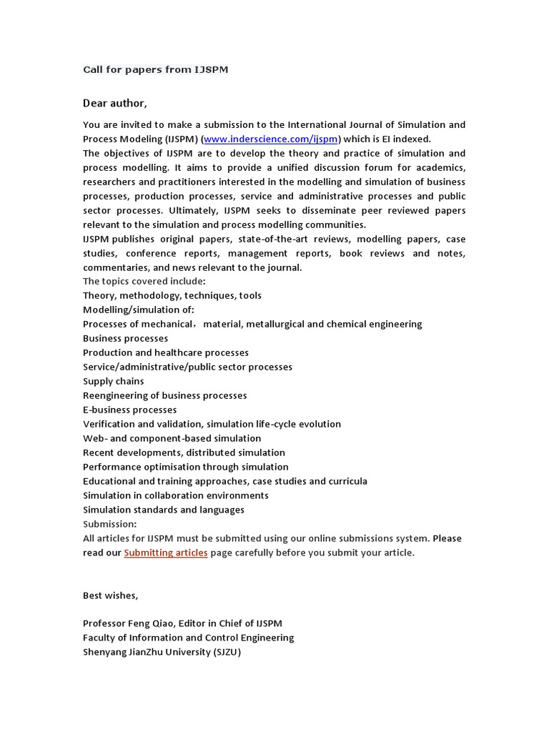 Call for Papers: IJSPM Submissions | PDF