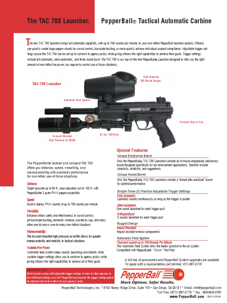 PTI TAC700System Info Sheet 11.06.09 | PDF | Trigger (Firearms ...