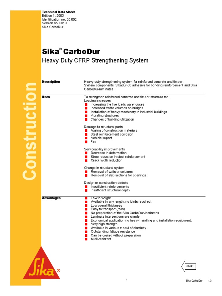 Sika Carbodur | PDF | Deformation (Engineering) | Adhesive