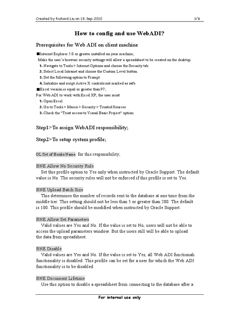 How To Config and Use WebADI | PDF | Microsoft Excel | Spreadsheet