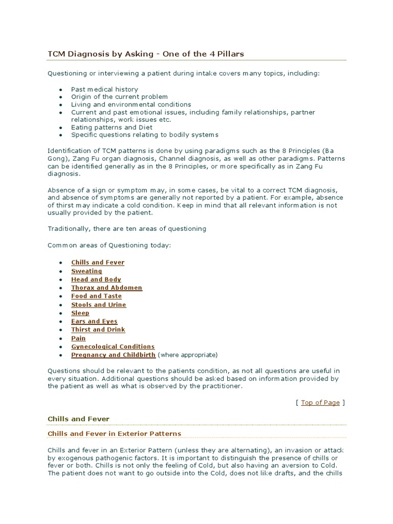 TCM Diagnosis by Asking | PDF | Traditional Chinese Medicine | Menstruation