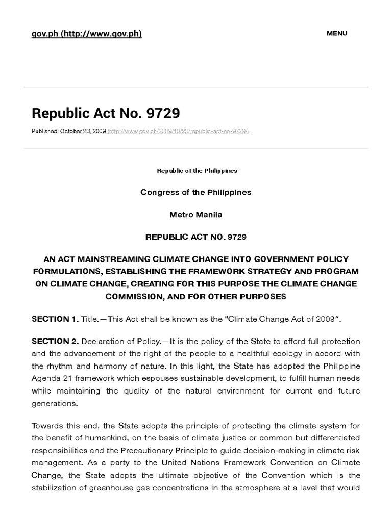 Republic Act No. 9729 - Official Gazette of The Republic of The ...