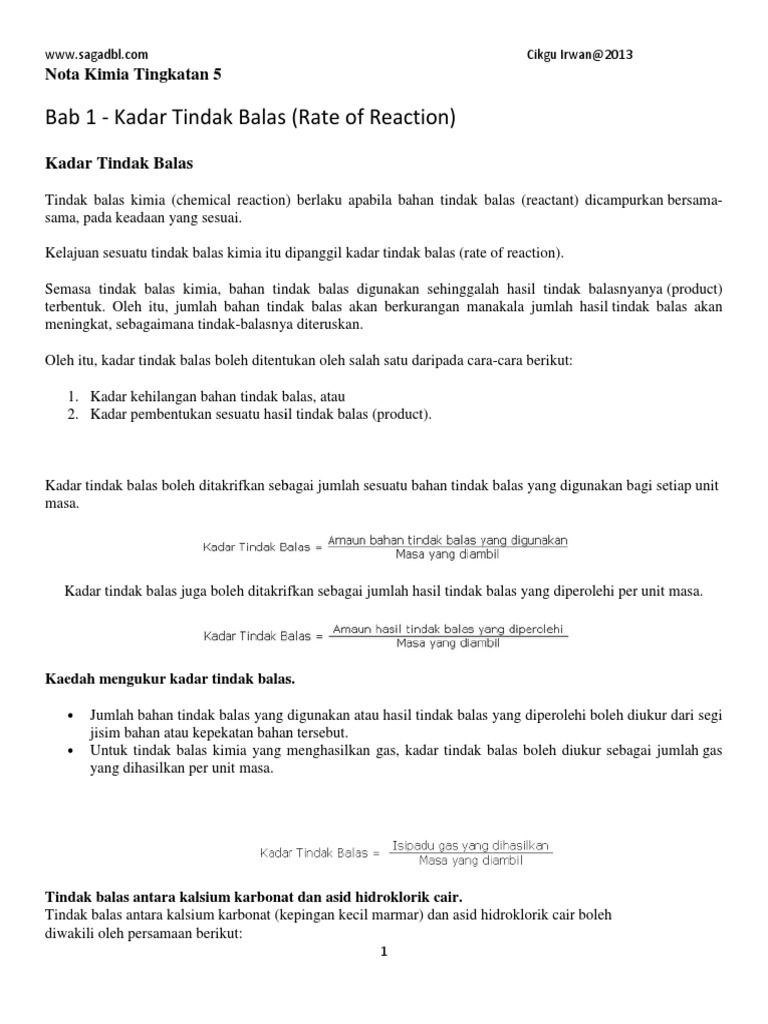 Nota Kimia Tingkatan 5 | PDF