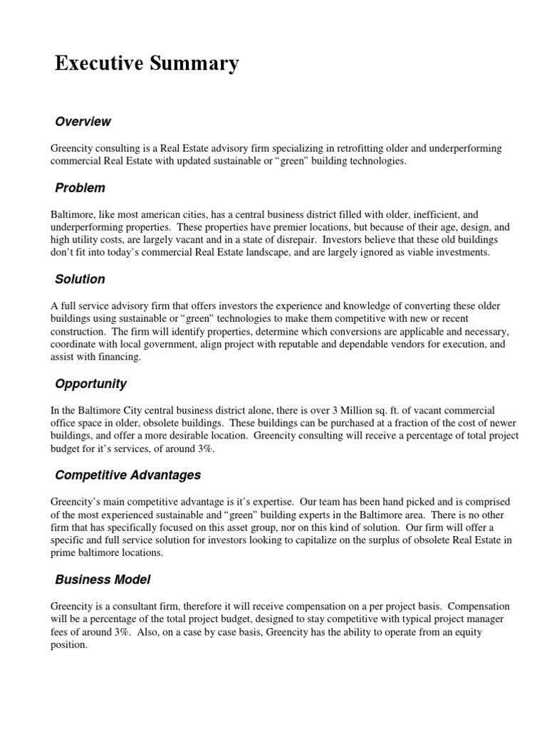 Executive Summary | PDF | Investor | Expert