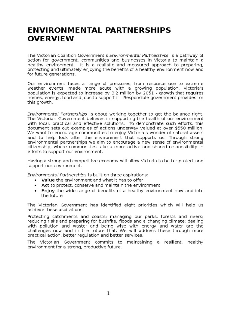 Environmental Partnerships Overview Accessible Version | PDF ...