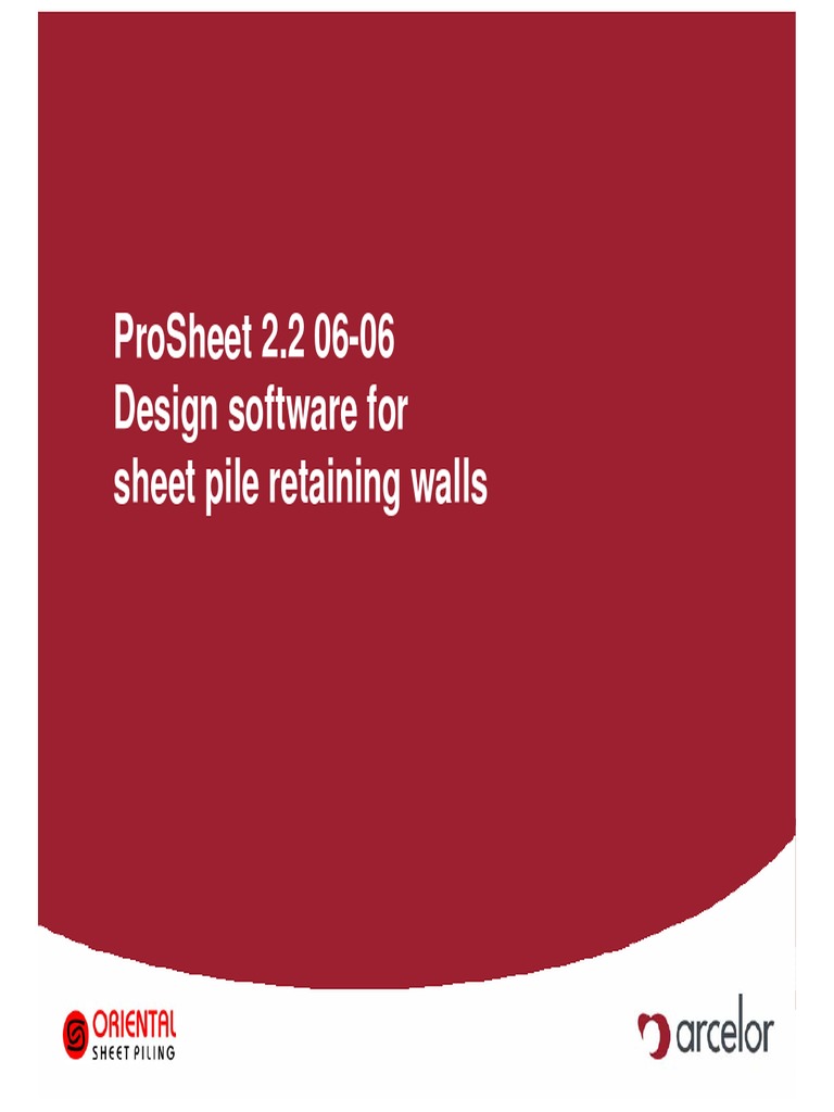 Prosheet 2.2 06-06 Design Software For Sheet Pile Retaining Walls | PDF ...