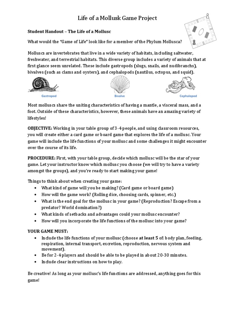 Mollusk Life Game Project Guide | PDF | Mollusca | Molluscs