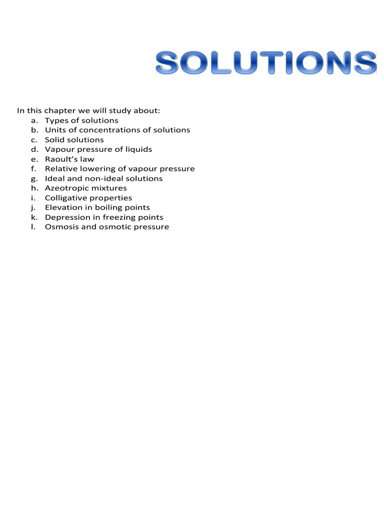Solutions Class 12 | PDF | Solubility | Solution