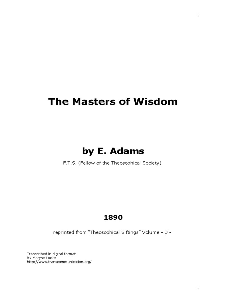 The Masters of Wisdom | PDF | Magic (Paranormal) | Theosophy
