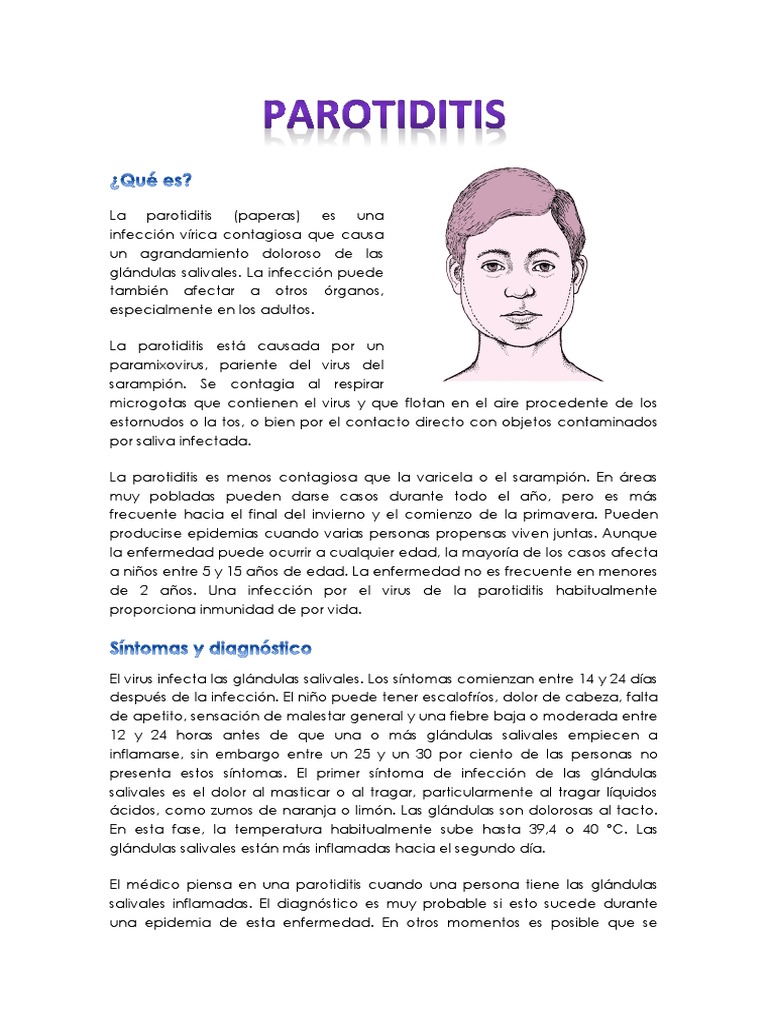 Diagnóstico y complicaciones de parotiditis | PDF | Enfermedades y ...