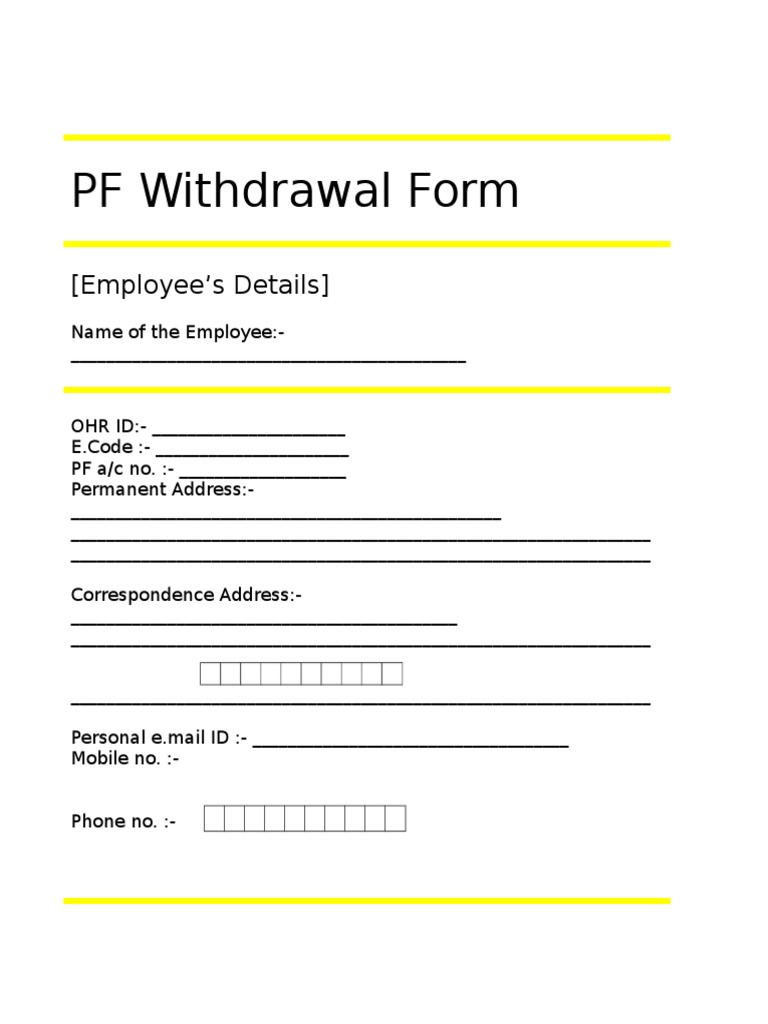 PF Withdrawal Form: (Employee's Details) | PDF | Cheque | Payments