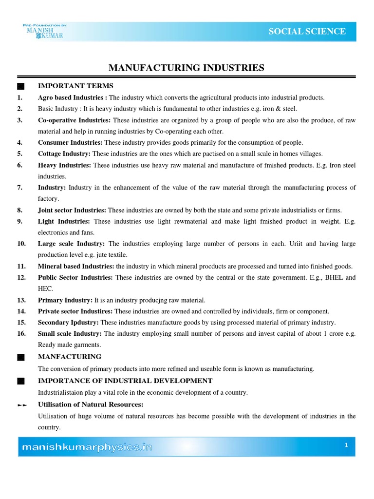 Manufacturing Industries | PDF
