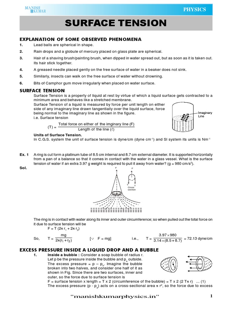 Surface Tension Theory - E | PDF | Surface Tension | Buoyancy