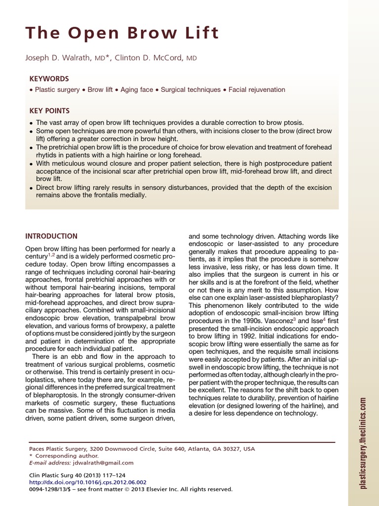 The Open Brow Lift | PDF | Forehead | Surgery