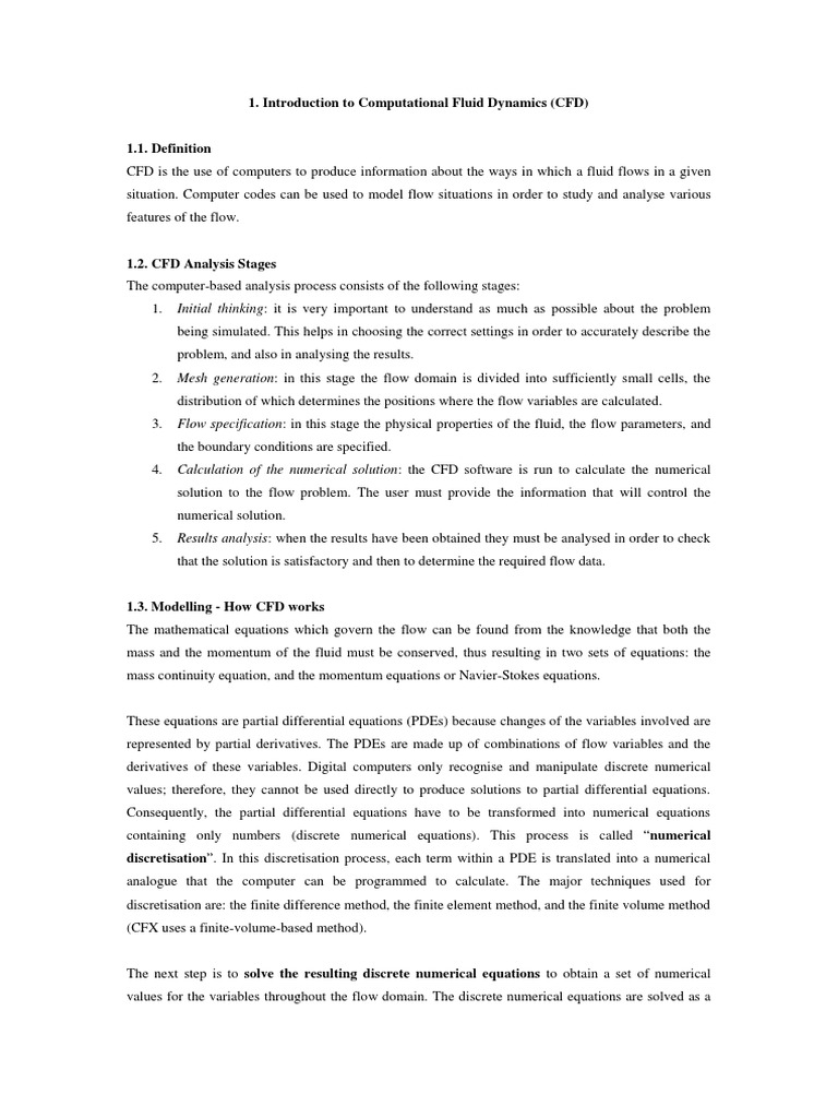 Introduction To Computational Fluid Dynamics (CFD) | PDF | Partial ...