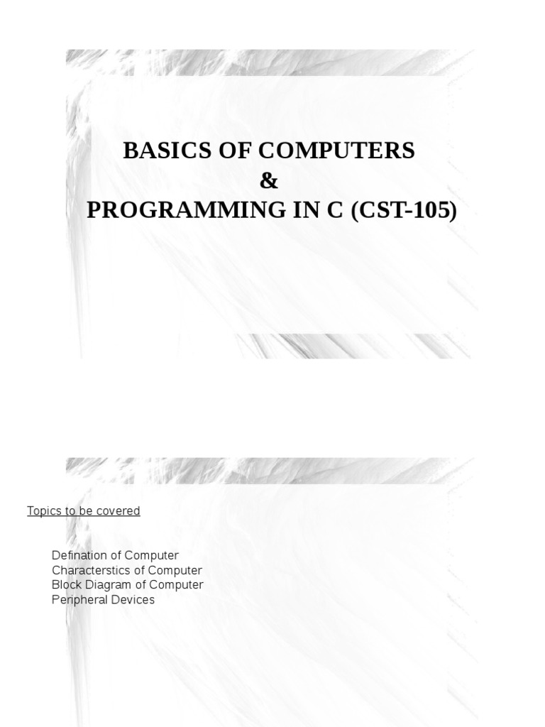Basics Of Computers And Programming In C Cst 105 Download Free Pdf Computer Data Storage