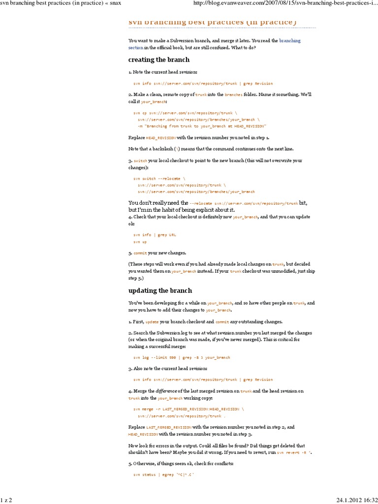 SVN Branching Best Practices | PDF | Version Control | Office Software