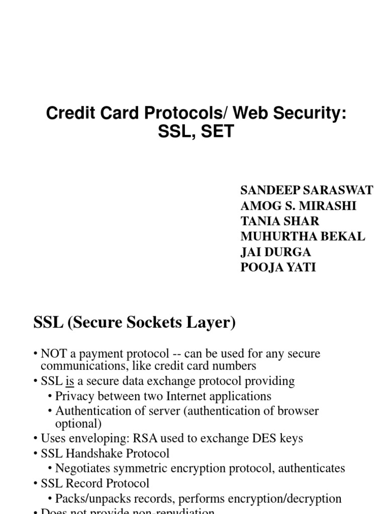 Credit Card Security Protocols Explained | PDF | Transport Layer ...