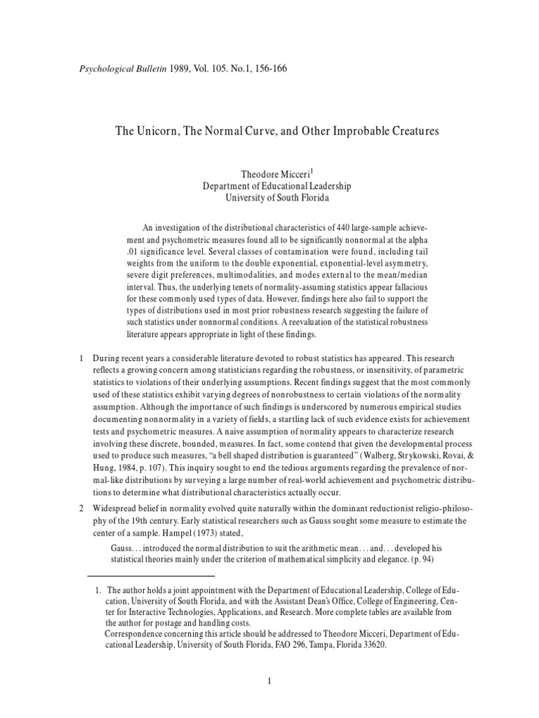 Micceri, T. (1989) - The Unicorn, The Normal Curve, and Other ...