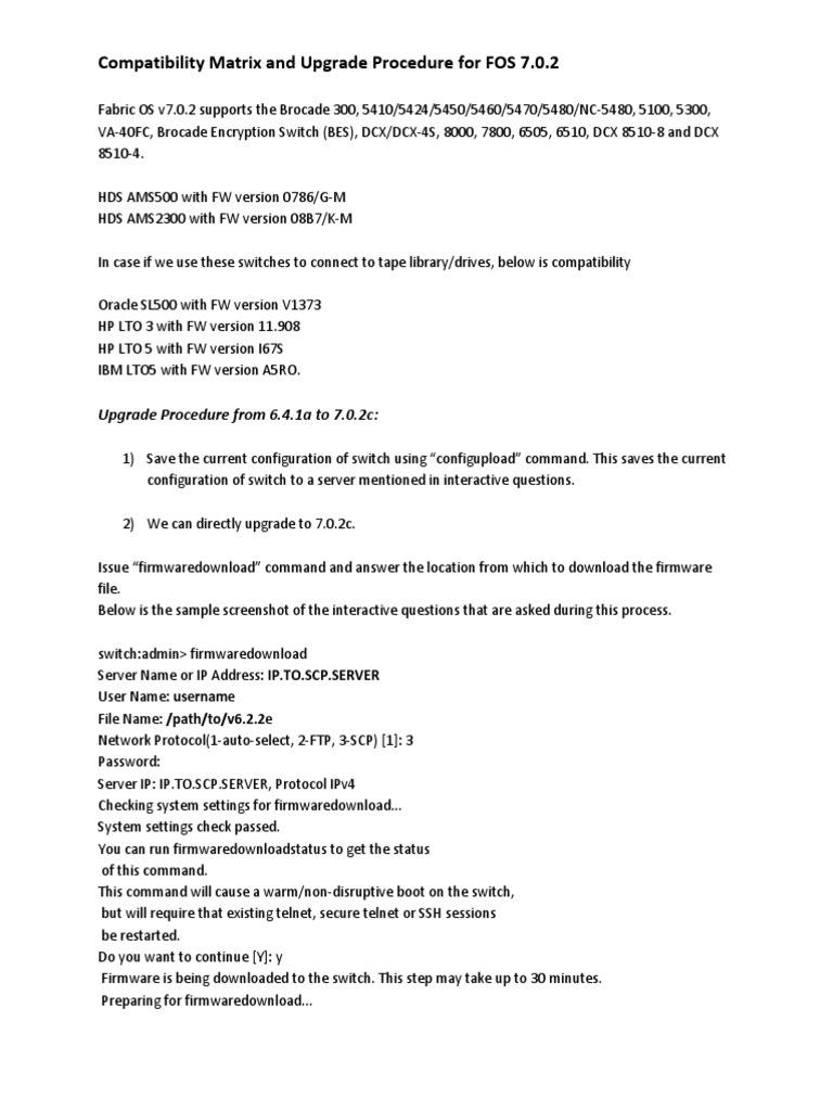 Fabric OS Upgrade Procedure | PDF | Booting | Server (Computing)