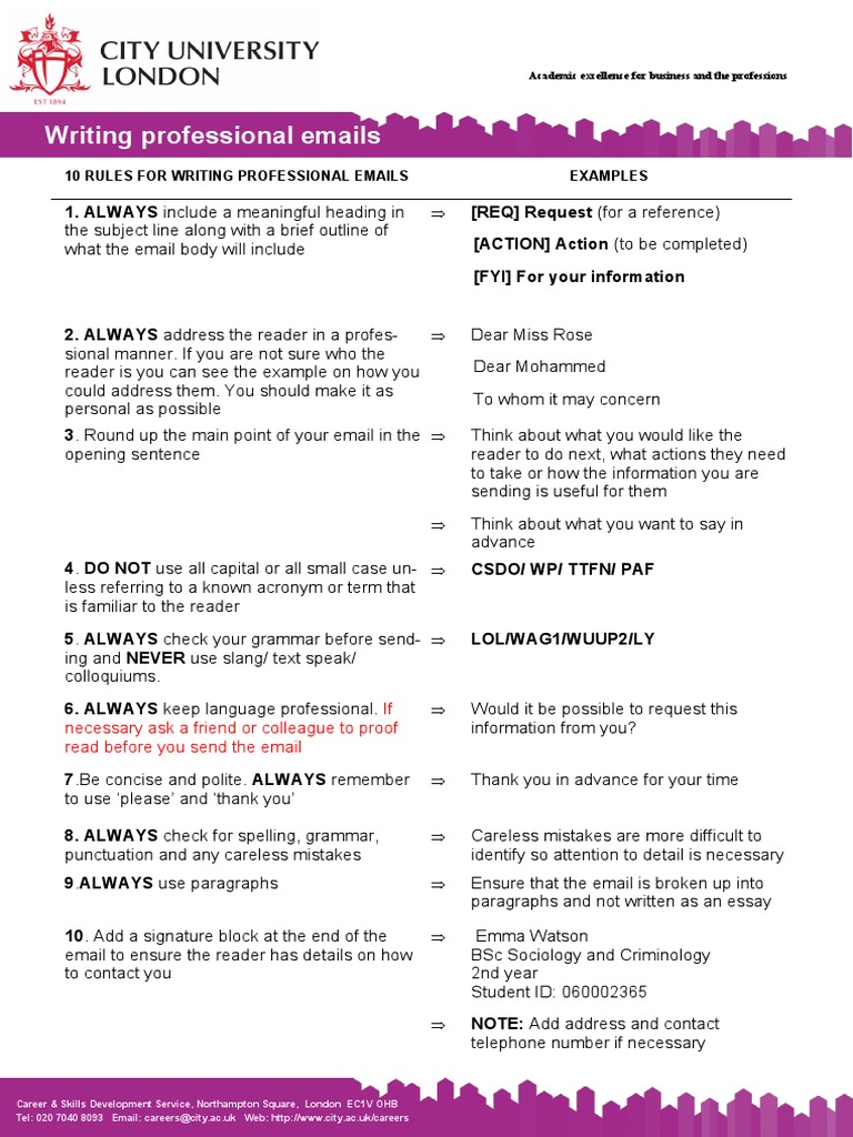 Rules For Writing Emails | PDF