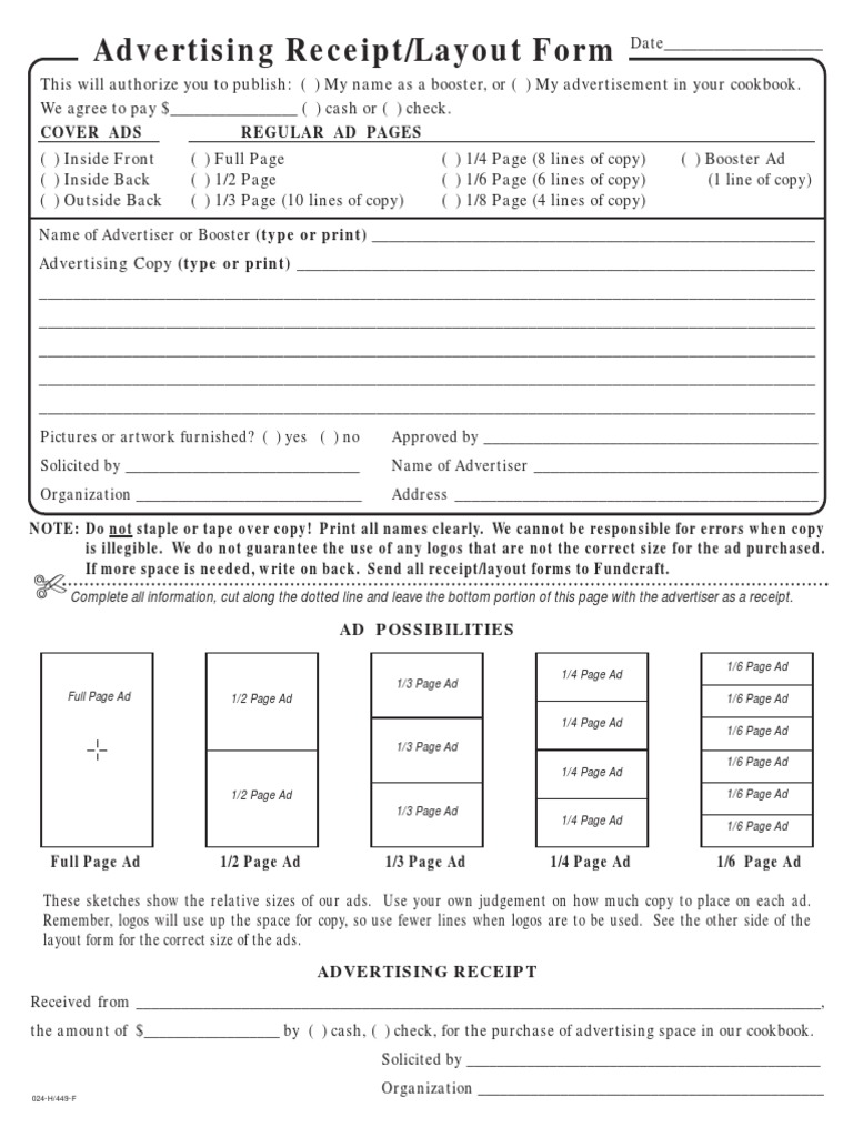 Cookbook Advertising Receipt Form | PDF | Career & Growth