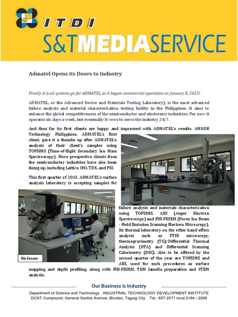 ADMATEL Launches Advanced Testing Services | PDF | Microscopy ...