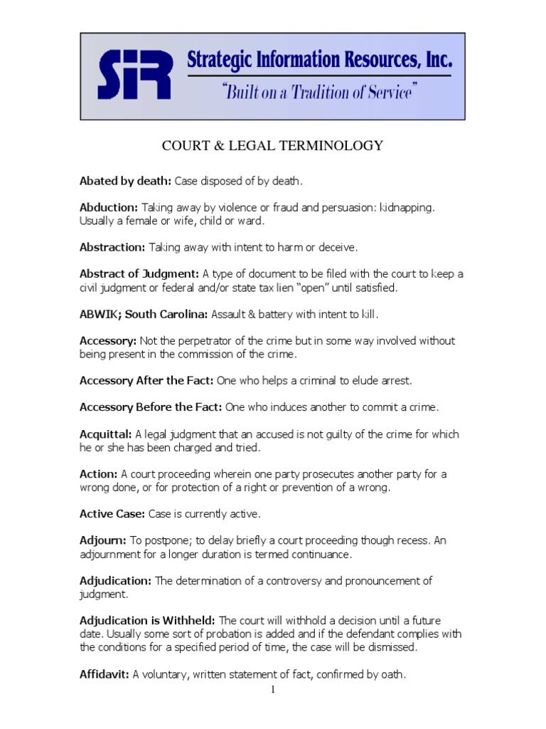 Court Legal Terminology | PDF