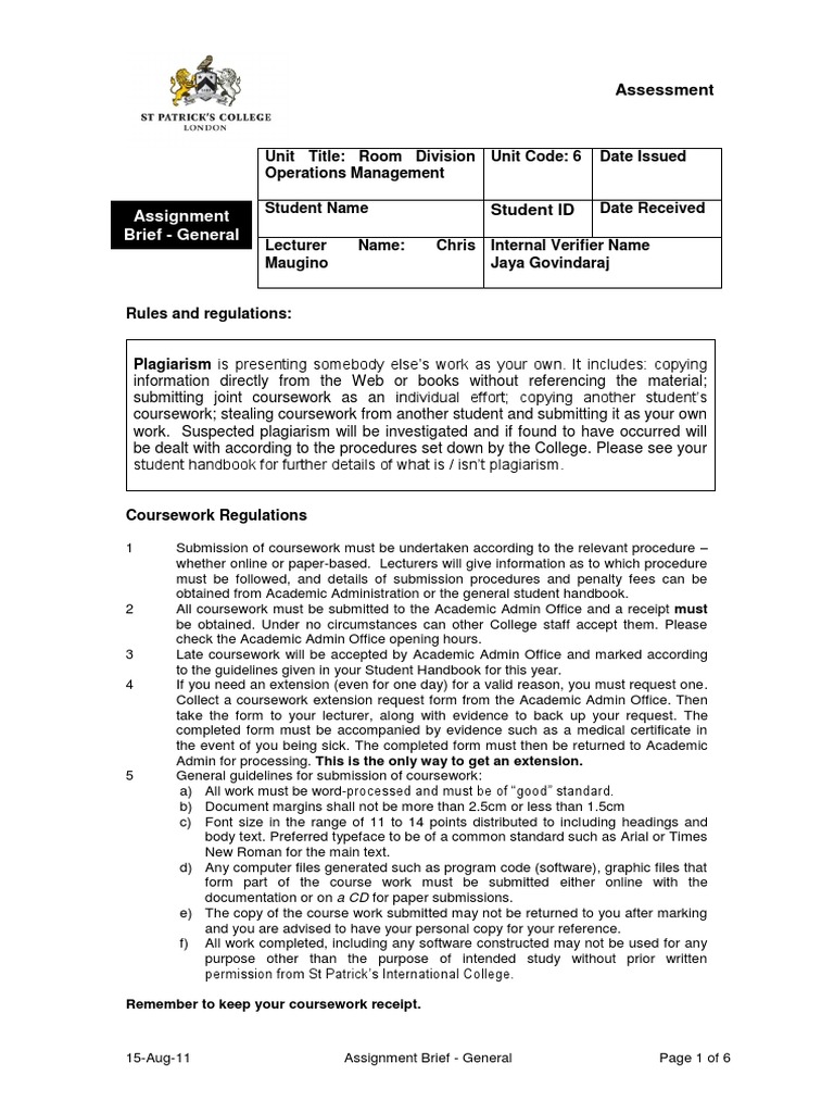 Assignment Brief - 2013 (1) Kimbo | PDF | Educational Assessment | Plagiarism