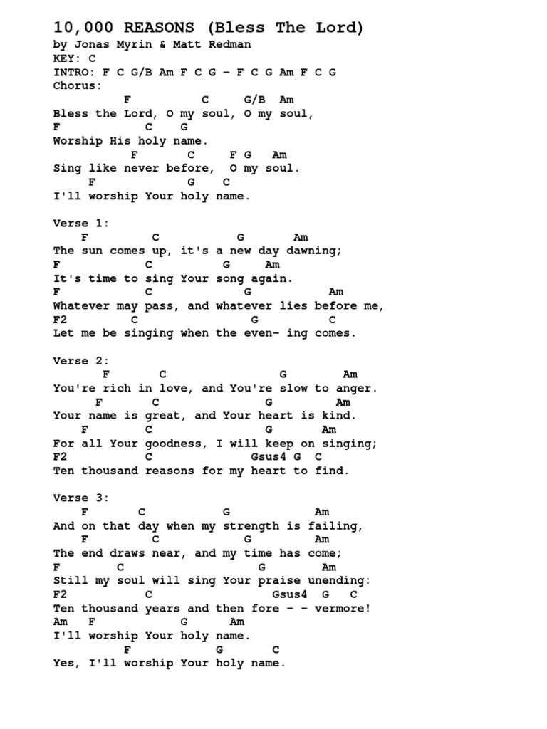10000 Reasons Guitar Chords