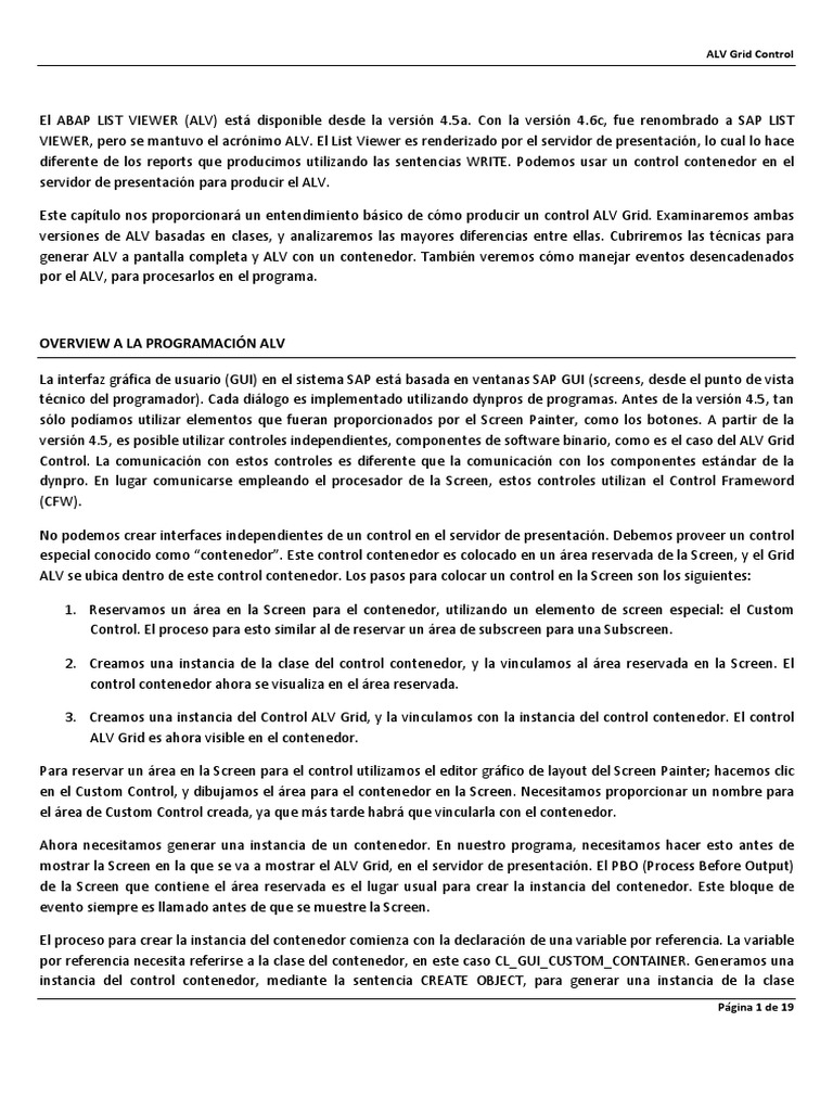 ALV Grid Control | PDF | Tabla (base de datos) | Point and Click