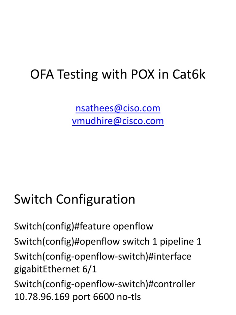 POX Controller Setup for Cat6k Switch | PDF