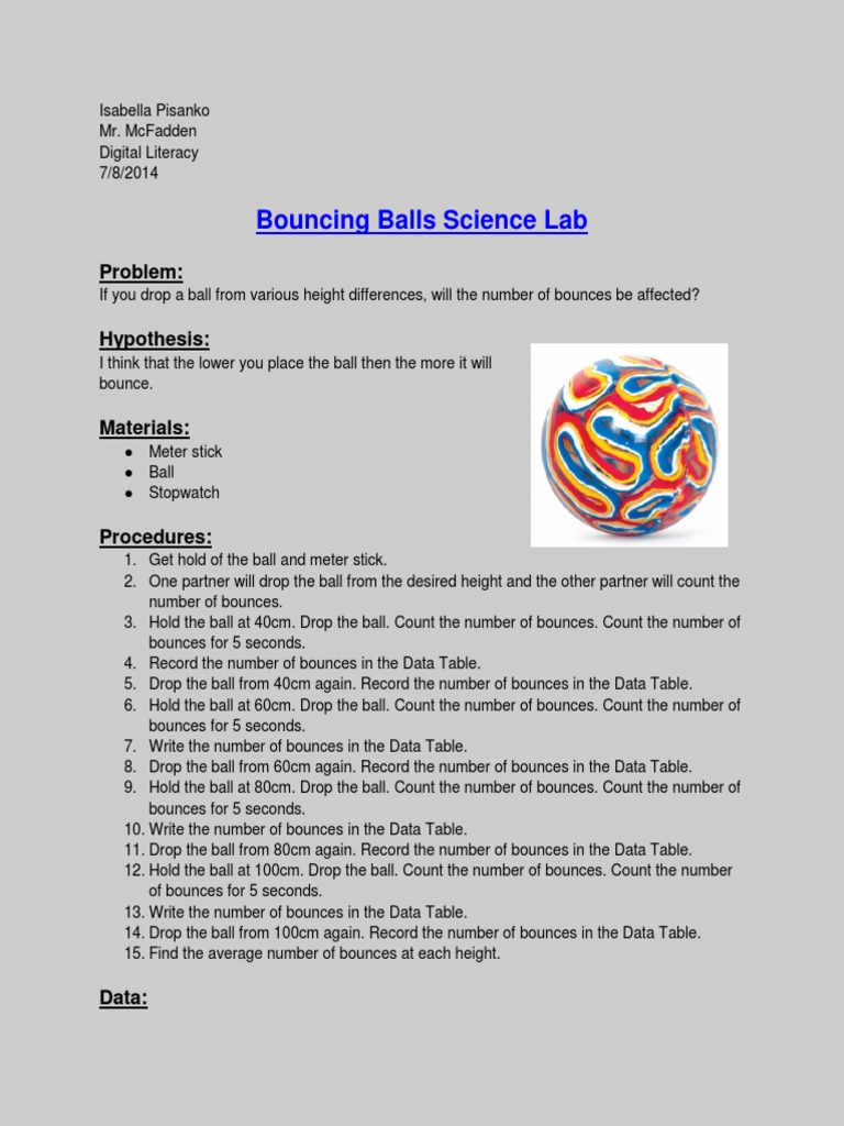 Bouncing Balls Science Lab: Problem | PDF
