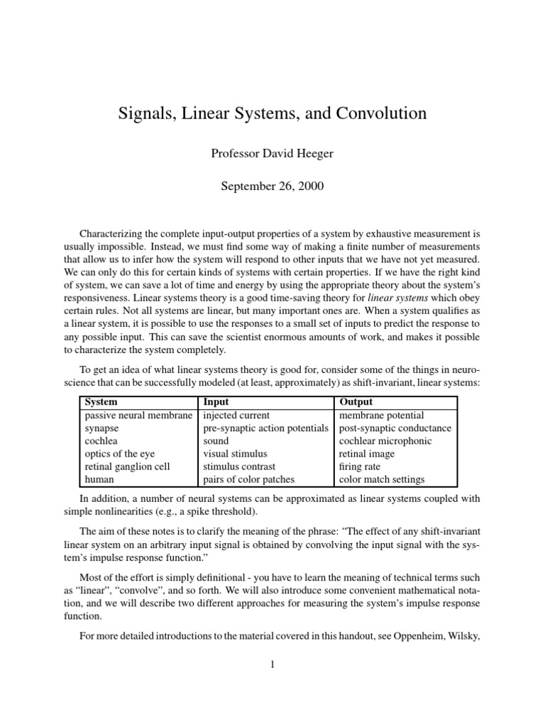 Signals Linear Systems And Convolution Pdf Discrete Time And